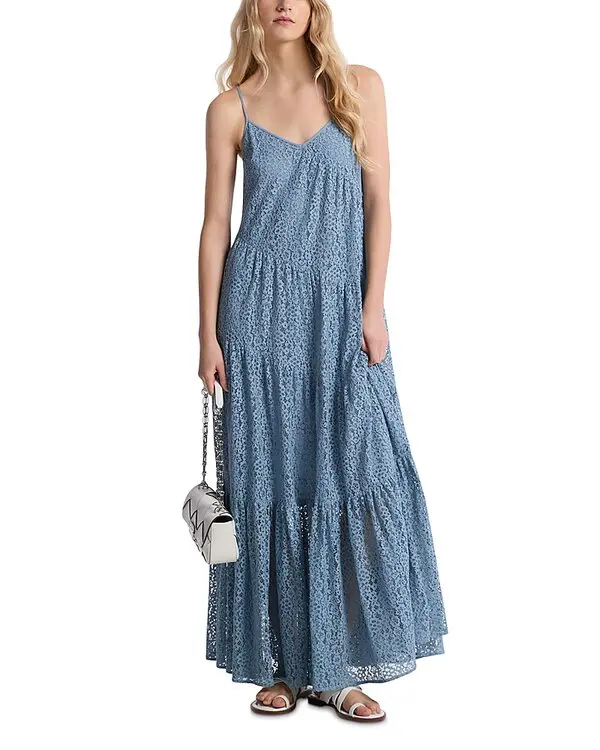 Michael Kors Lace Tiered Maxi Dress In Chambray - 75% Off | Editorialist