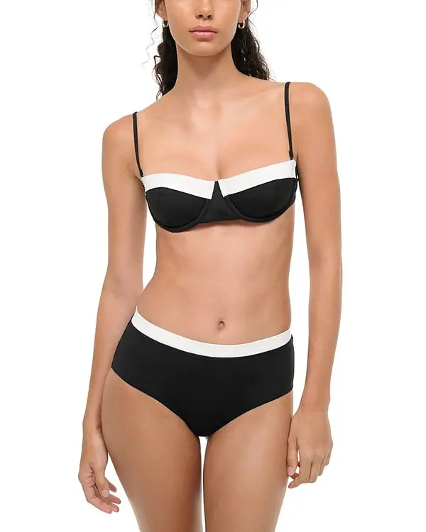 Staud Jo Balconette Bikini Top - Black/white