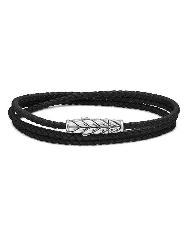 David Yurman Chevron Triple Wrap Bracelet, 3mm - Black