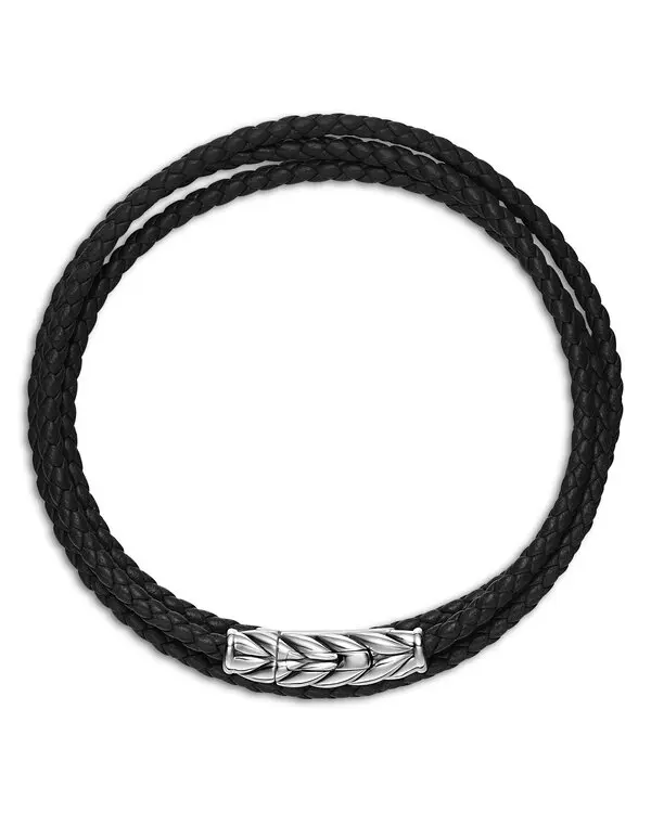 David Yurman Chevron Triple Wrap Bracelet, 3mm - Black