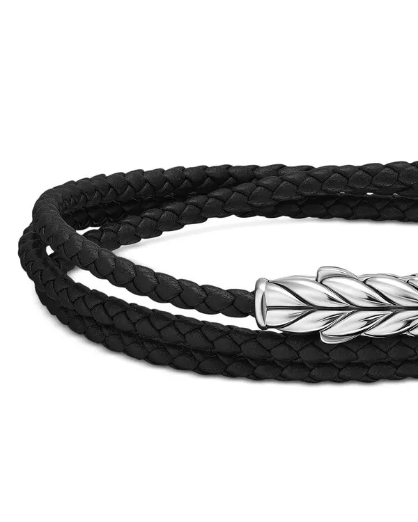 David Yurman Chevron Triple Wrap Bracelet, 3mm - Black