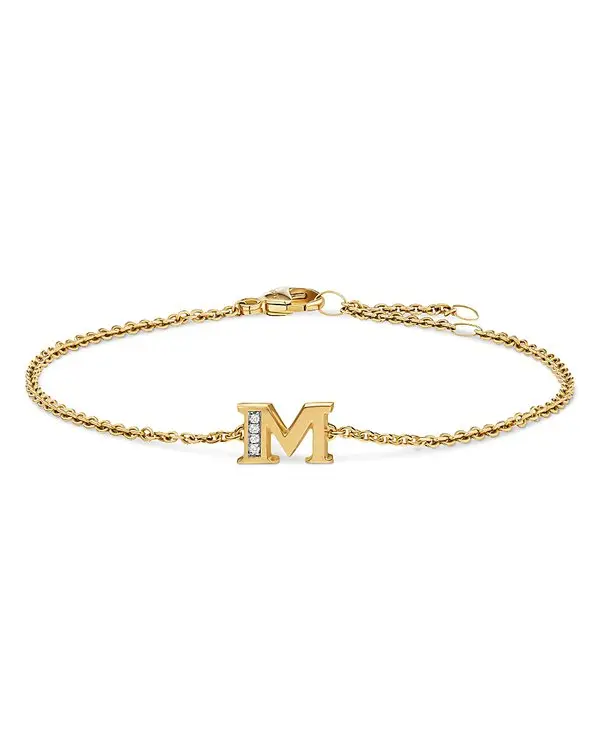 David Yurman Petite Pave Initial Chain Bracelet - M