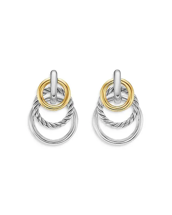 David Yurman Dy Mercer Triple Ring Drop Earrings - Silver/gold