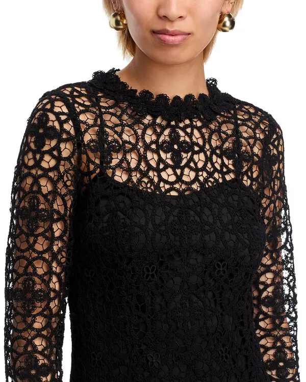 Rickie Freeman For Teri Jon Stretch Crochet Maxi Dress