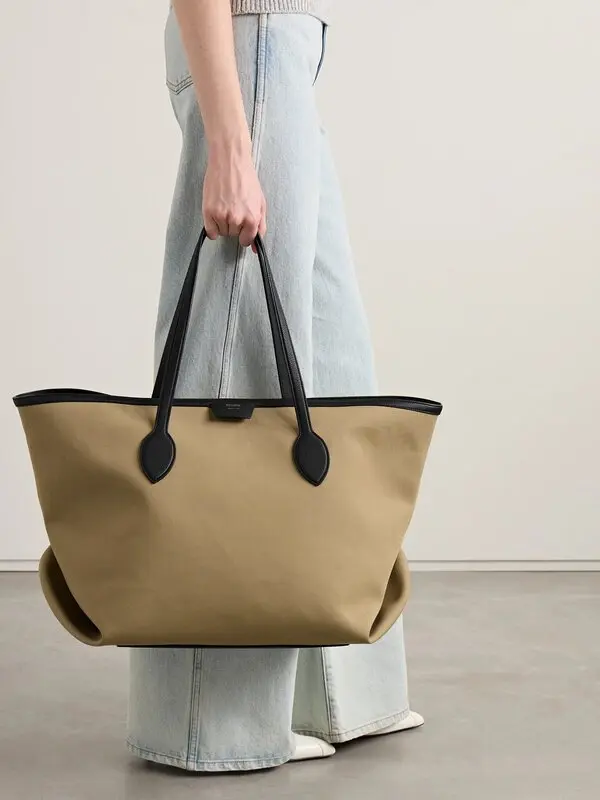 Khaite Amalia Textured Leather-trimmed Canvas Tote