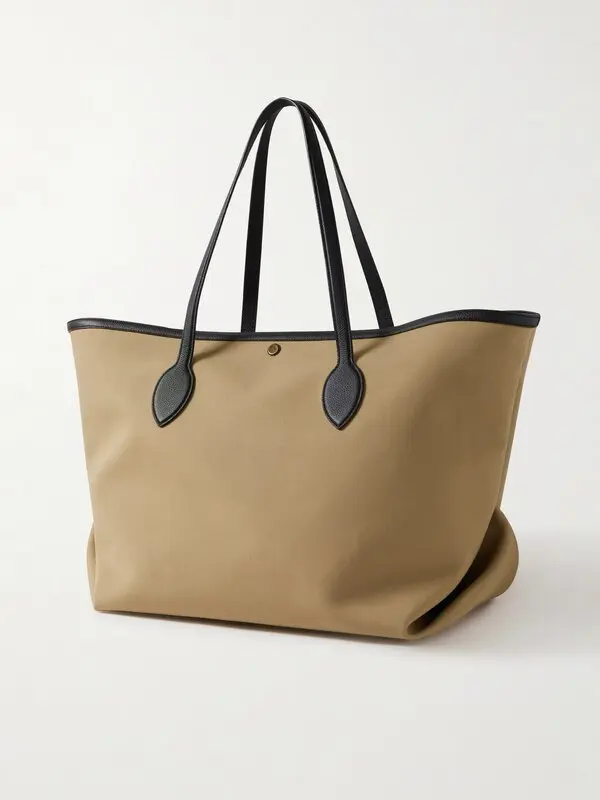 Khaite Amalia Textured Leather-trimmed Canvas Tote