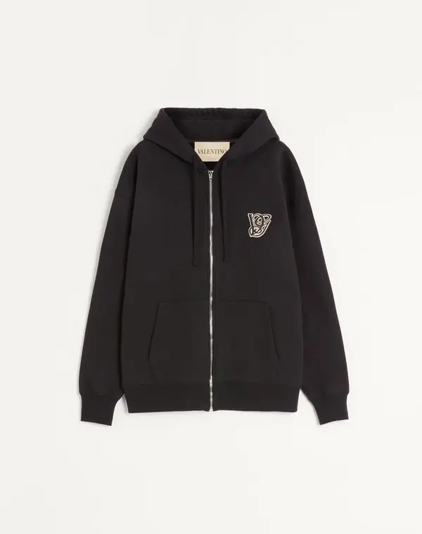 Valentino Garavani Hooded Cotton Sweatshirt With Vg Patch
