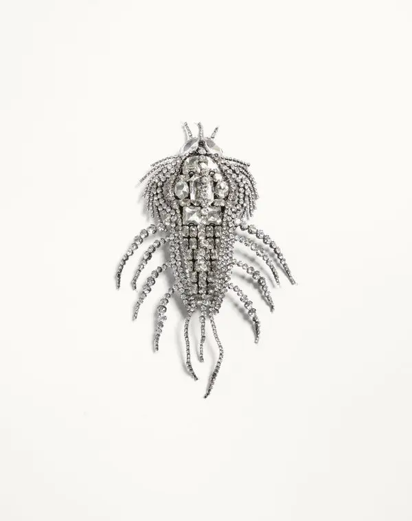 Valentino Garavani Les Glaces Brooch In Metal, Fabric, And - Crystal
