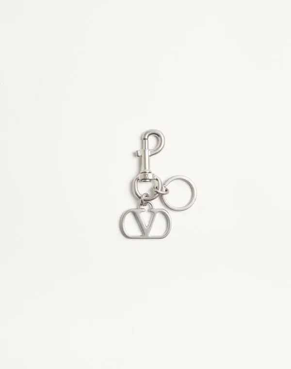 Valentino Garavani Vlogo Signature Metal Bag Charm With Key - Palladium
