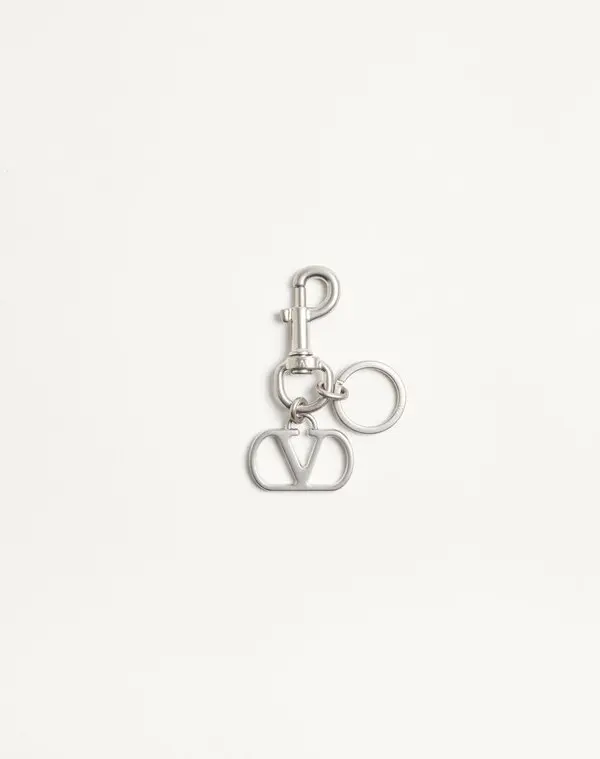 Valentino Garavani Vlogo Signature Metal Bag Charm With Key Ring - Palladium