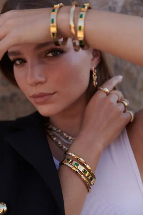 MAZIN JEWELS Geometric Bangle