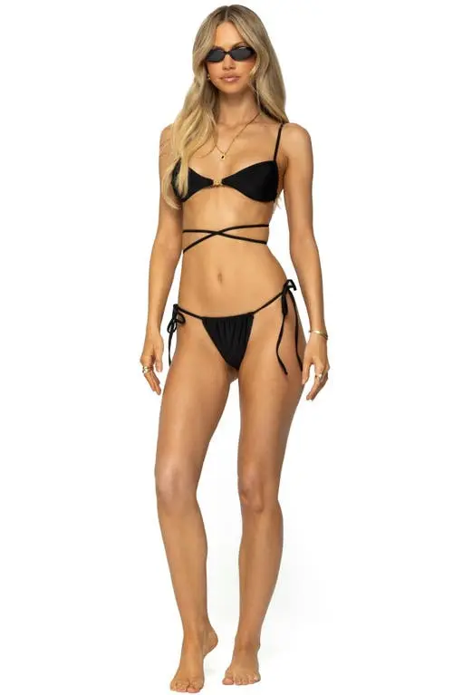 EDIKTED Side Tie Bikini Bottom - Black