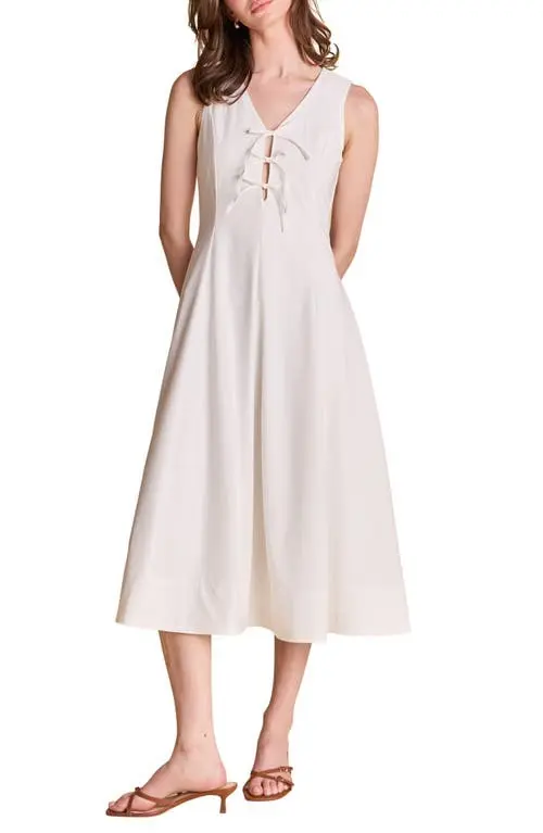 Endless Rose Front Bow Tie Midi Dress - White