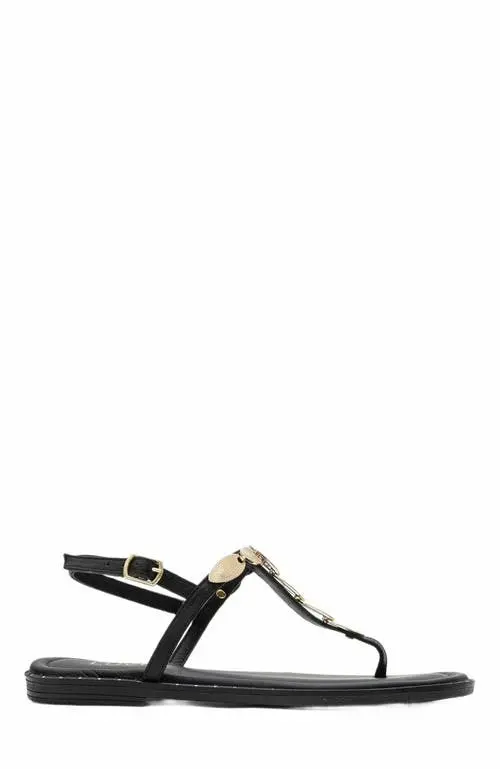 FOREVER & ALWAYS SHOES Marea Leather Flat Sandal - Black Leather