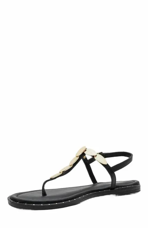 FOREVER & ALWAYS SHOES Marea Leather Flat Sandal - Black Leather