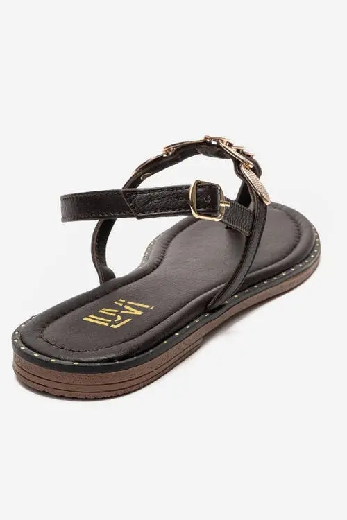 FOREVER & ALWAYS SHOES Marea Leather Flat Sandal - Brown