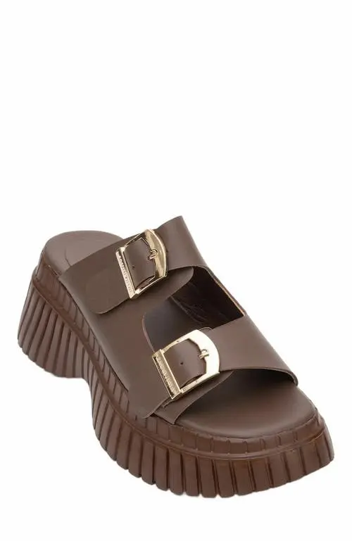 FOREVER & ALWAYS SHOES Joanes Leather Platform Sandals - Brown Leather