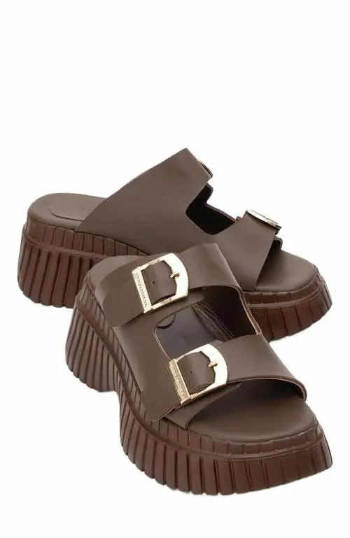 FOREVER & ALWAYS SHOES Joanes Leather Platform Sandals - Brown Leather