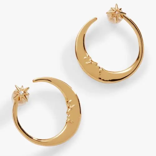 ALEX AND ANI Crescent Moon Hoop Earrings - Gold