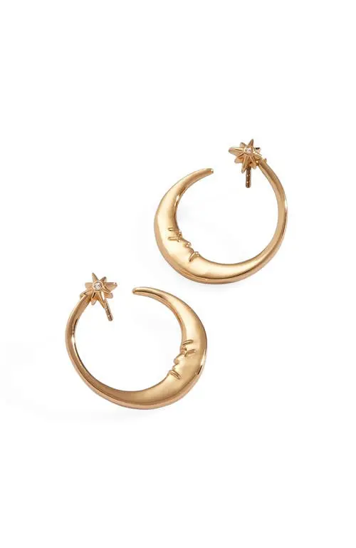ALEX AND ANI Crescent Moon Hoop Earrings - Gold
