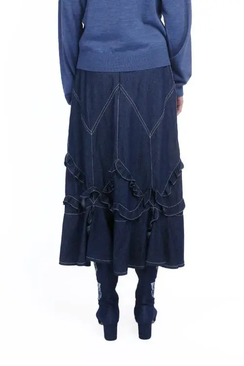 Anna Sui Ruffle Maxi Skirt