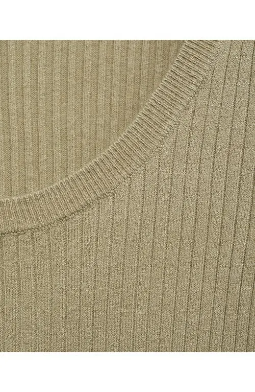 Mango Scoop Neck Ribbed Crop Sweater