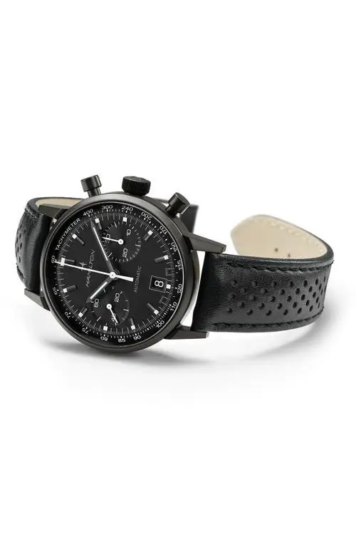 Hamilton American Classic Intramatic Chronograph Leather Strap Watch