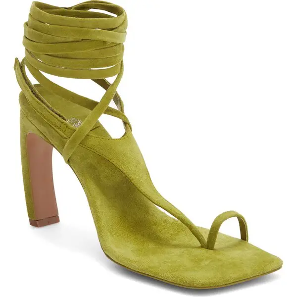 Jeffrey Campbell Bon Bon Ankle Wrap Sandal - Chartreuse Suede