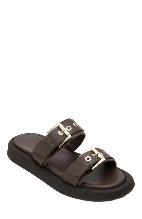 FOREVER & ALWAYS SHOES Finezza Leather Two-strap Sandals - Brown Leather