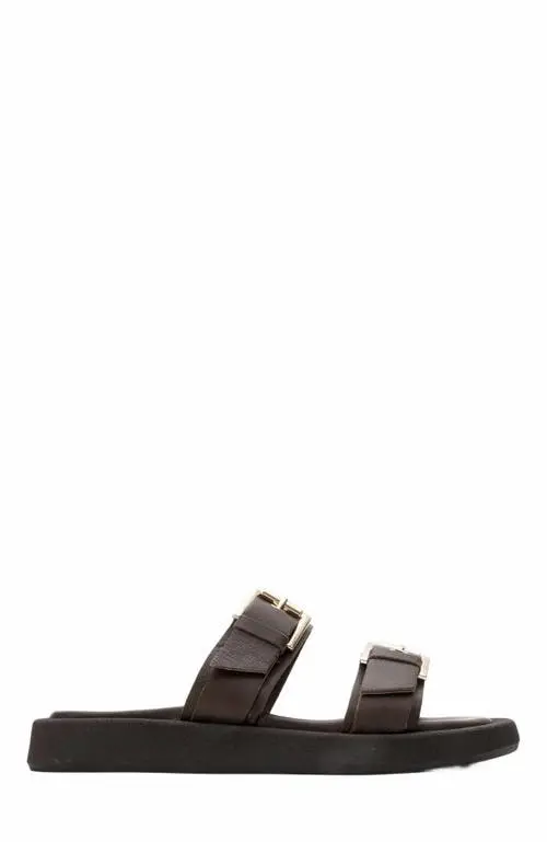 FOREVER & ALWAYS SHOES Finezza Leather Two-strap Sandals - Brown Leather