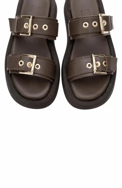 FOREVER & ALWAYS SHOES Finezza Leather Two-strap Sandals - Brown Leather