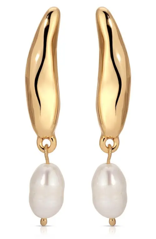 Ettika Pearl Drop Earrings - Gold