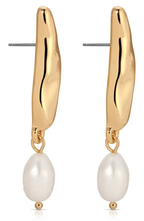 Ettika Pearl Drop Earrings - Gold