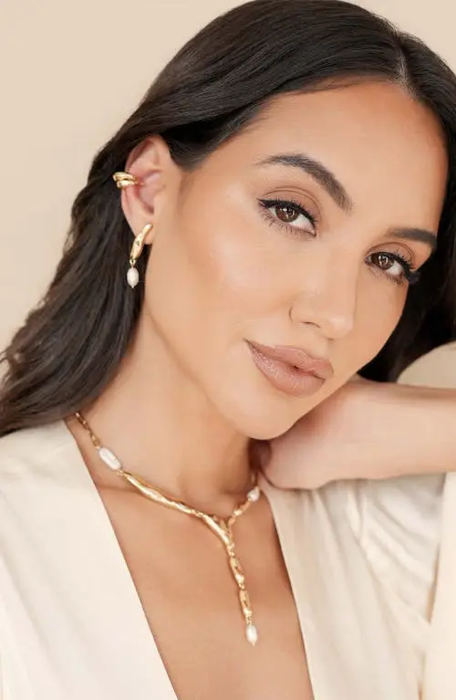 Ettika Pearl Drop Earrings - Gold