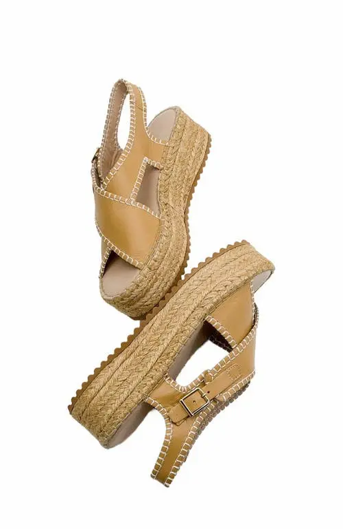 FOREVER & ALWAYS SHOES Bellezza Leather Platform Sandal - Dark Beige Leather