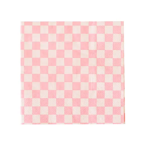JOLLITY & CO Checkered Large Napkins - Tickle Me Pink