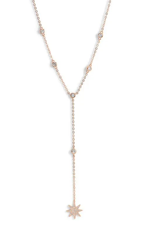 MAZIN JEWELS Starburst Lariat Necklace - Rosegold