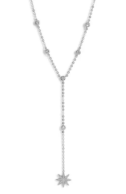MAZIN JEWELS Starburst Lariat Necklace - Silver