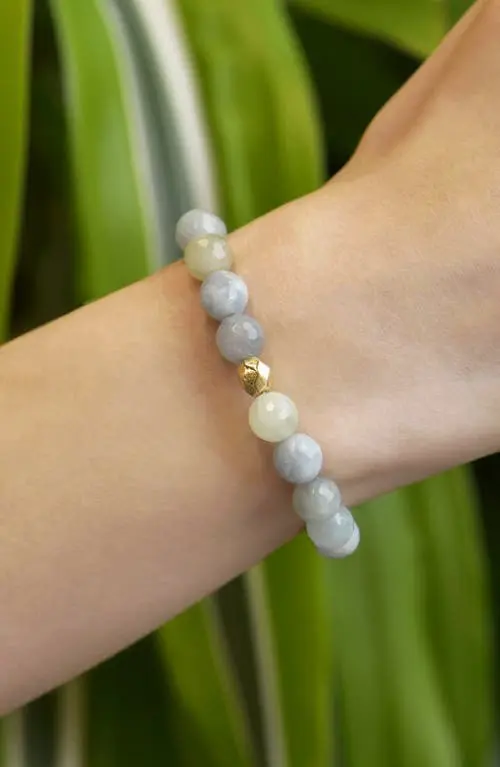 Anzie Boheme Faceted Aquamarine Beaded Stretch Bracelet