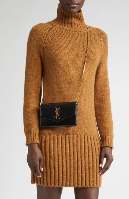 Saint Laurent Uptown Leather Wallet On A Chain