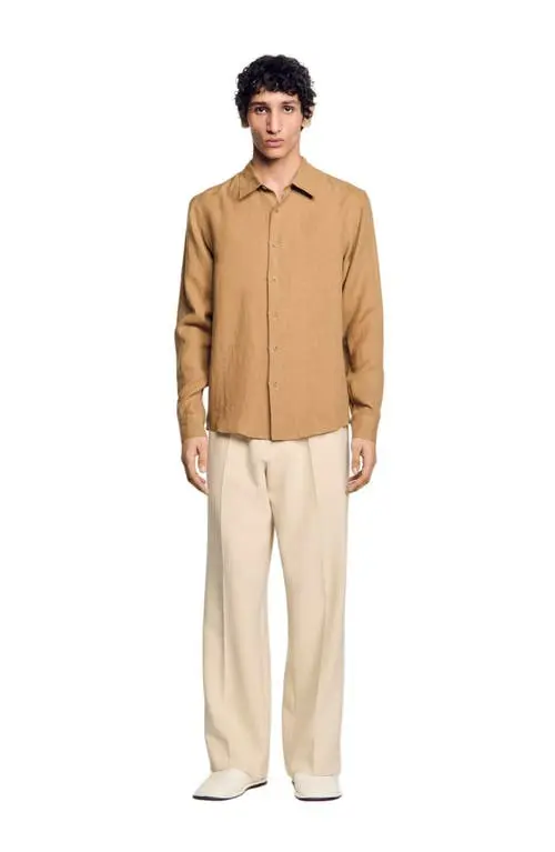 Sandro Linen Shirt - Dark Sand