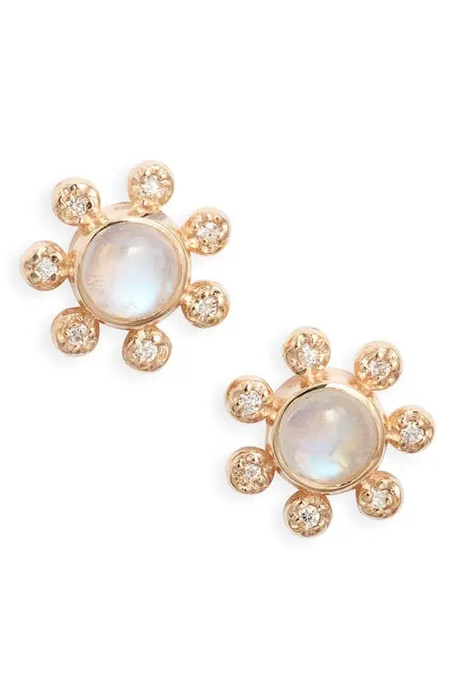 Anzie Dew Drop Marine Étoile Stud Earrings - Gold Moonstone