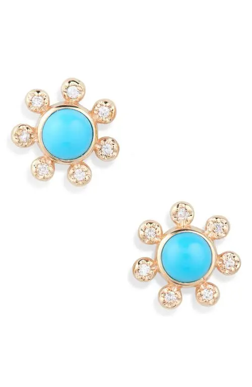 Anzie Dew Drop Marine Étoile Stud Earrings - Gold/turquoise