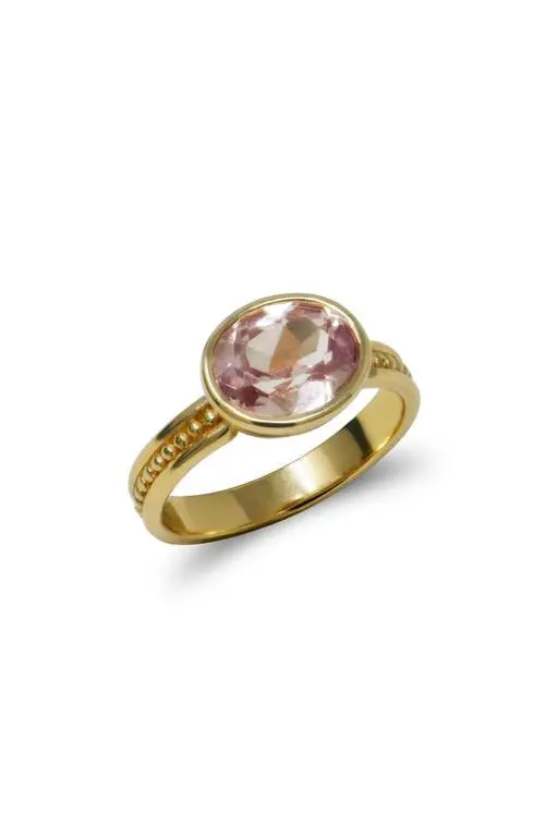 Anzie Classique Oval Dew Drop Ring - Peach Sapphire
