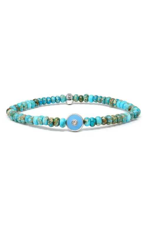 Anzie Jac + Jo Icon Turquoise Jasper Evil Eye Stretch Bracelet - Turquoise/ Aqua