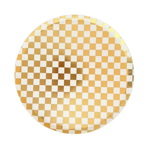JOLLITY & CO Checkered Dinner Plates - Gold Clash