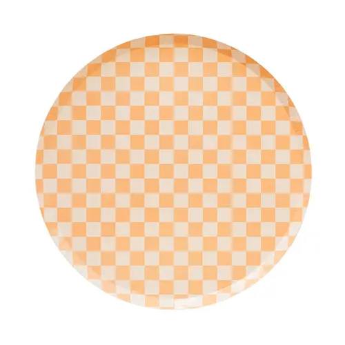 JOLLITY & CO Checkered Dinner Plates - Peaches N' Cream