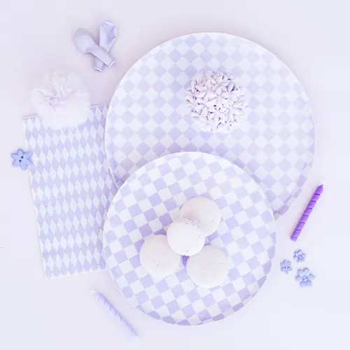 JOLLITY & CO Checkered Dinner Plates - Purple Posse