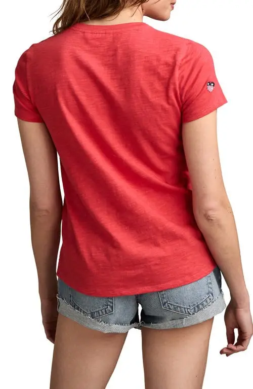 Lucky Brand Heart Flag Embroidered Cotton T-shirt
