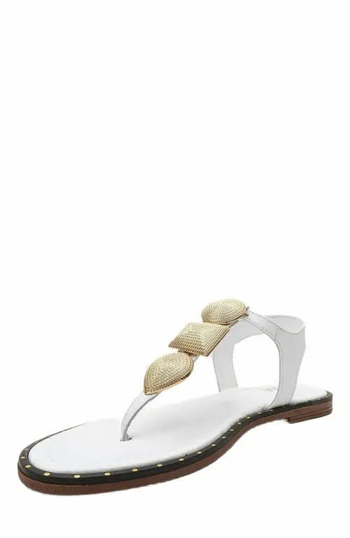 FOREVER & ALWAYS SHOES Giulia Leather Flat Sandal - White Leather